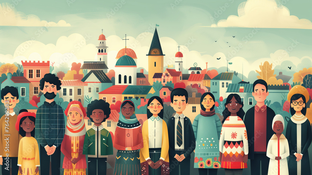 people of different backgrounds sharing traditions, languages, and ...