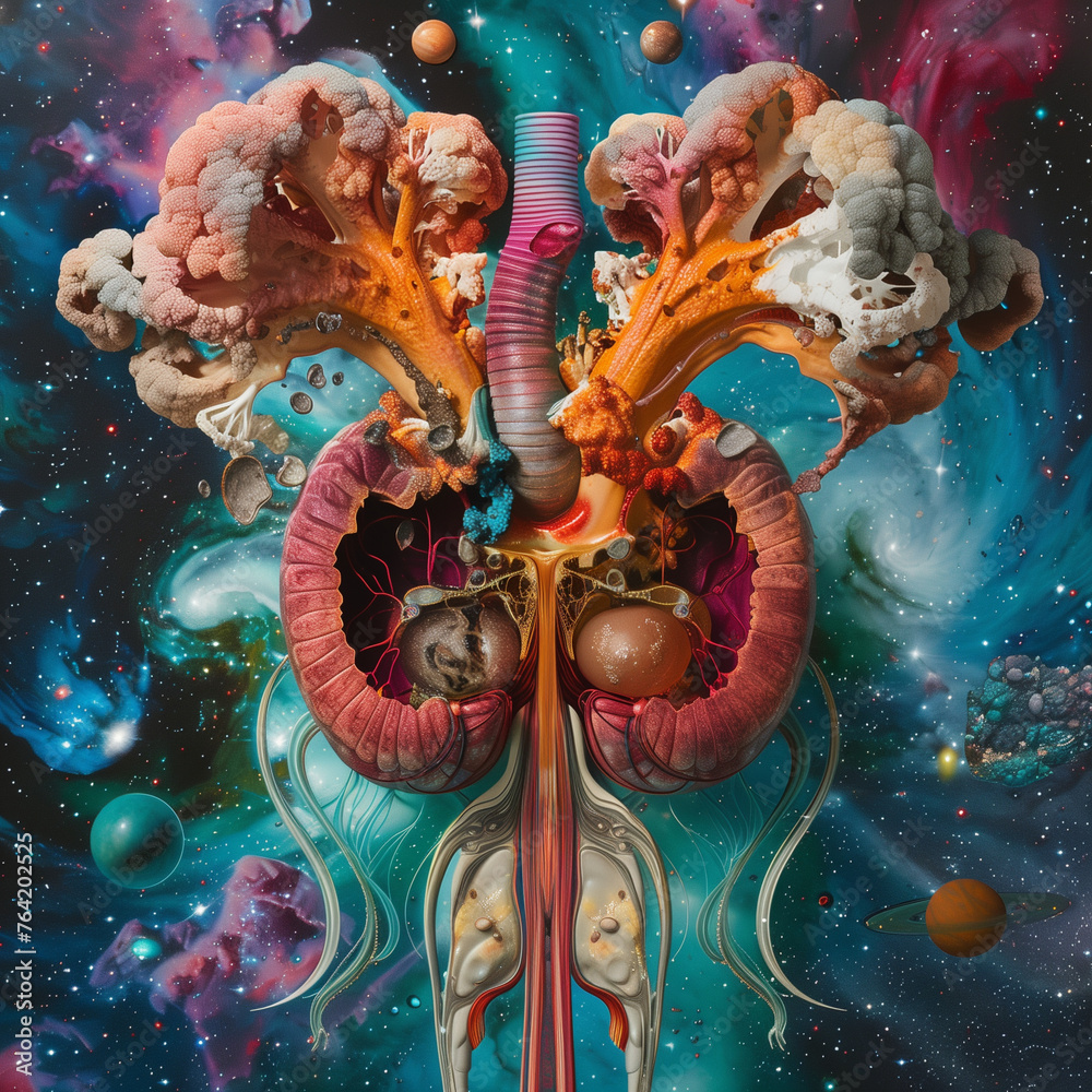 abstract image of the organs of the female reproductive system with a ...