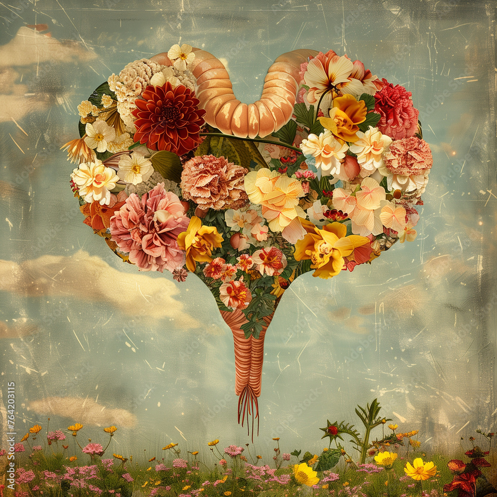 abstract image of the organs of the female reproductive system with a ...