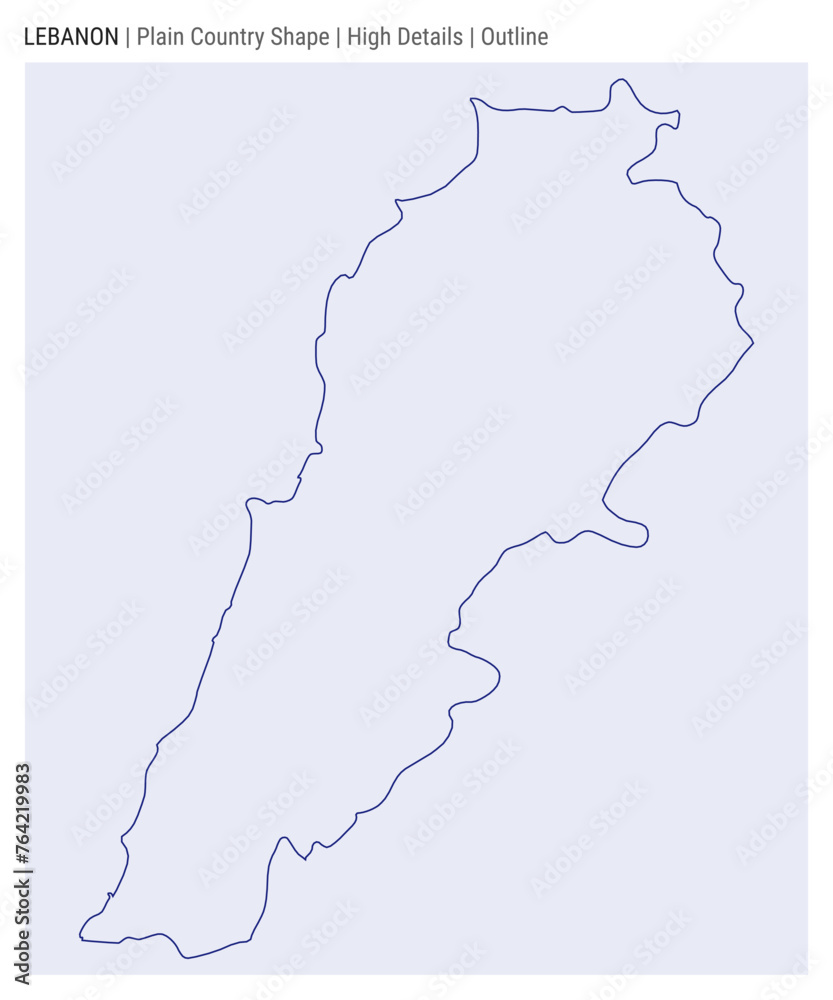 Lebanon plain country map. High Details. Outline style. Shape of ...