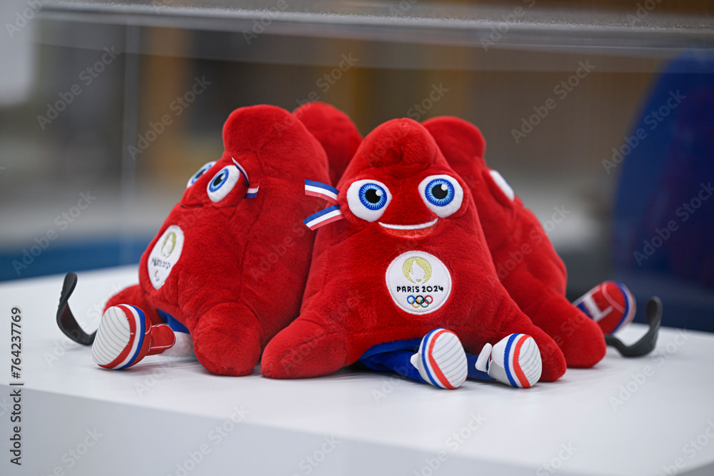 Illustration with the phrygian mascot for Olympic Games or the Phryges ...