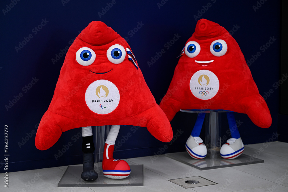 Illustration with the phrygian mascot for Olympic Games or the Phryges ...