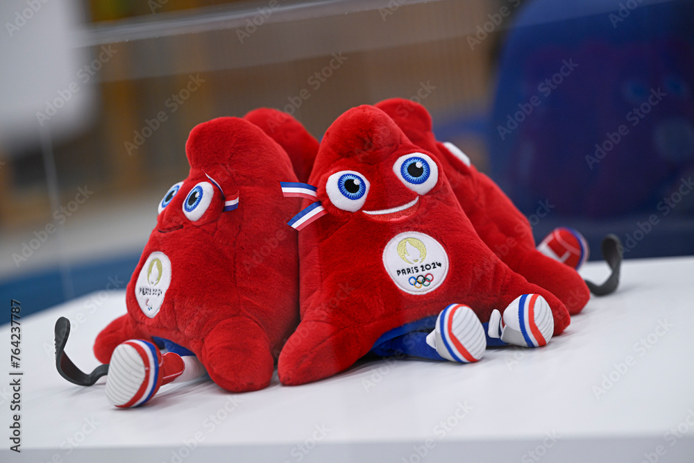 Illustration with the phrygian mascot for Olympic Games or the Phryges ...