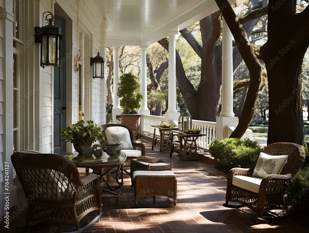 Cozy English-style veranda with flower arrangements and garden ...