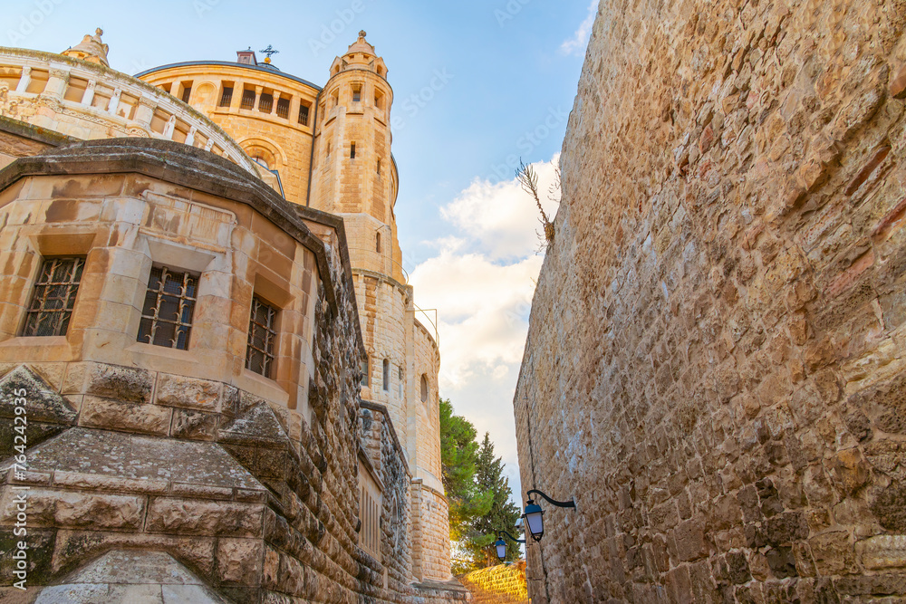 The Benedictine Abbey of the Dormition catholic abbey on Mount Zion ...