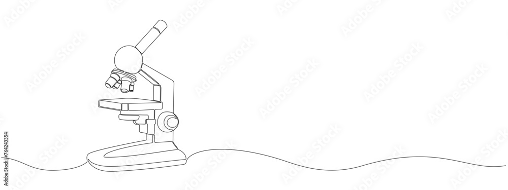 Continuous drawing with one editable line lab microscope . Concept of ...