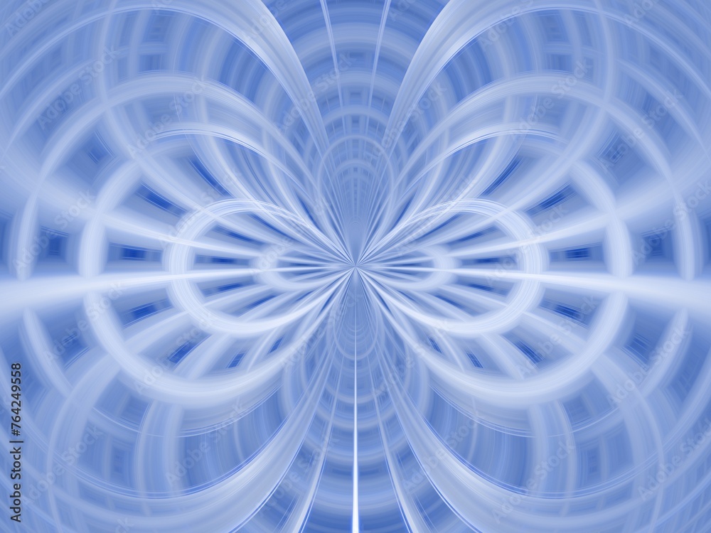 Blue background with symmetrical pattern, oval and round shapes and ...