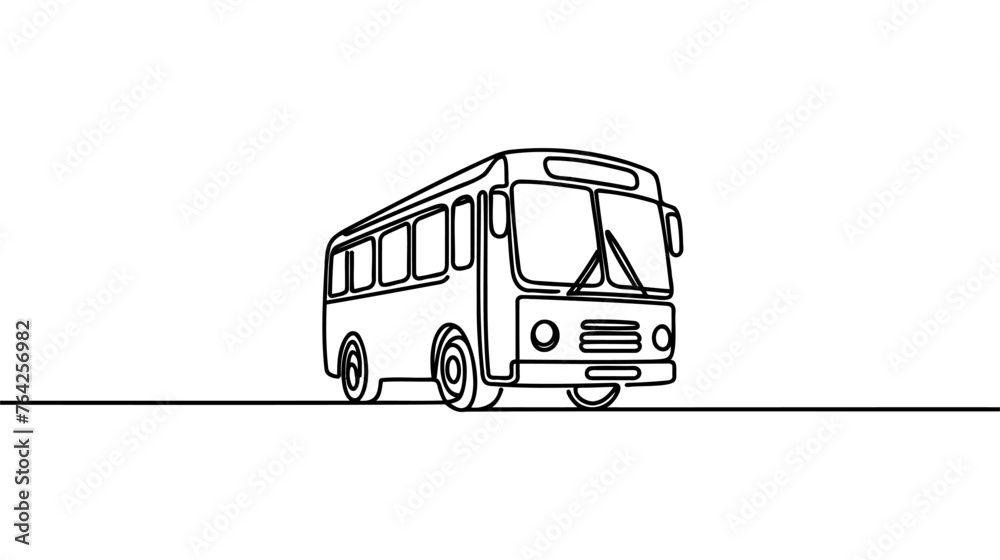 Single continuous line drawing city buses serving commuter employees ...