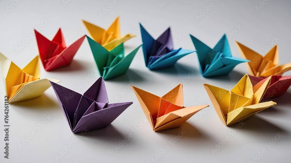 Postcard for World Origami Day, November 11. Concept "The Magic World ...