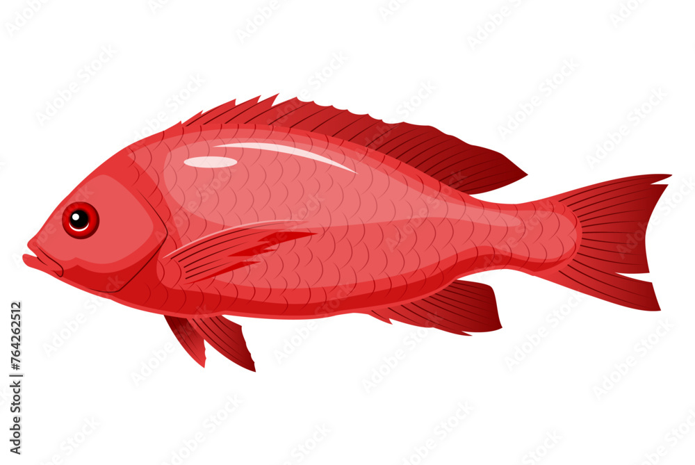 Red snapper isolated vector illustration. Fishing logo of red snapper ...