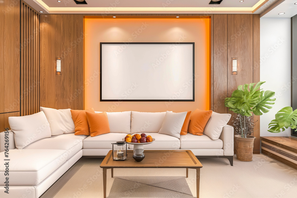 A modern creative living room interior design. A backdrop ideas concept ...