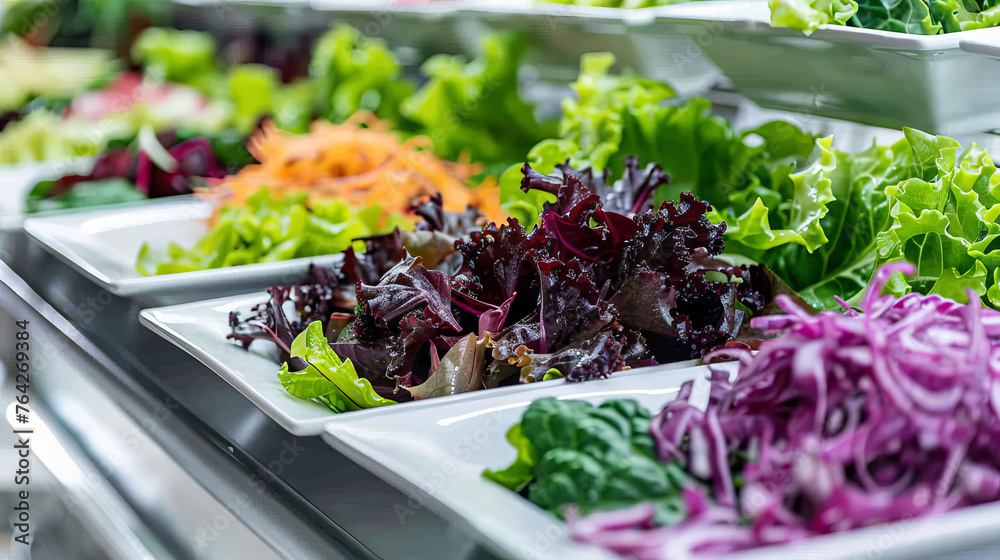 Salad bar buffet at restaurant. Fresh salad bar buffet for lunch or ...