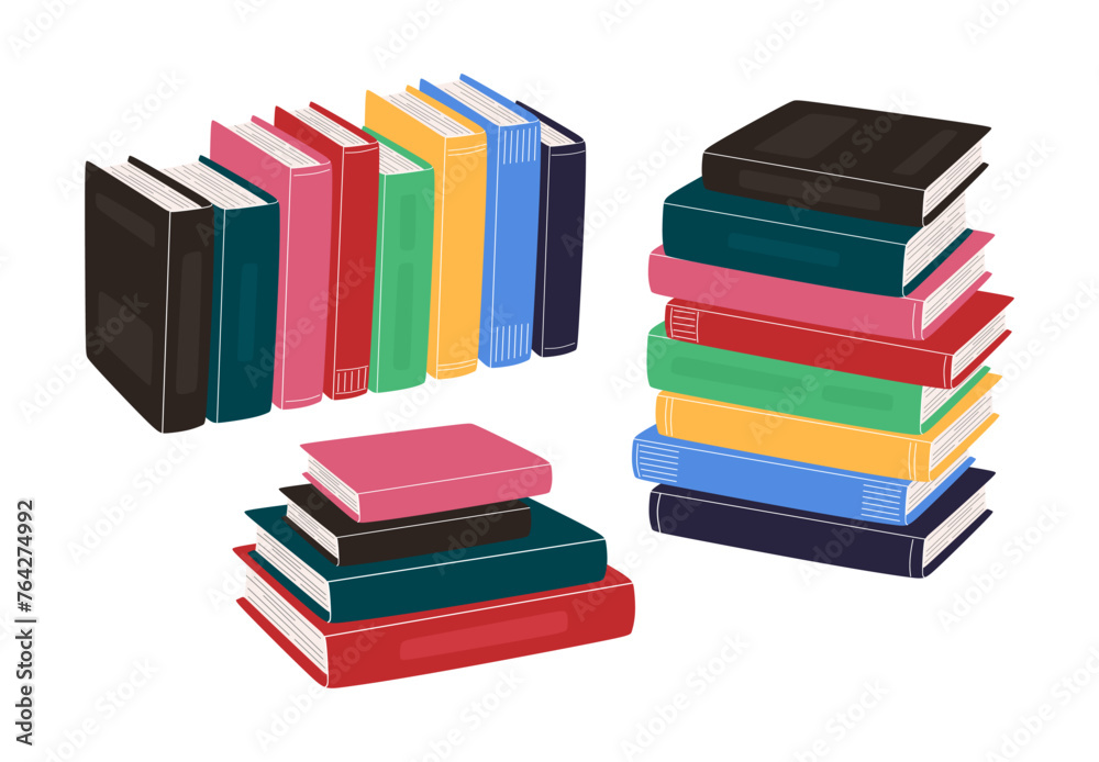 Book vector collection. Stack of books, books standing vertical ...