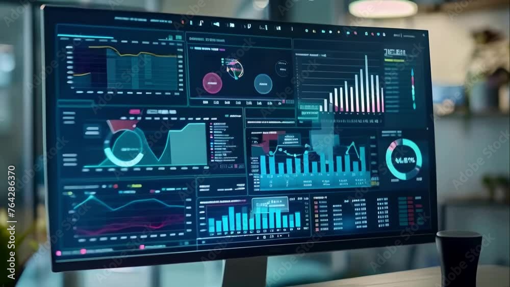 A zoomedin shot of a computer screen shows a dashboard display of ...