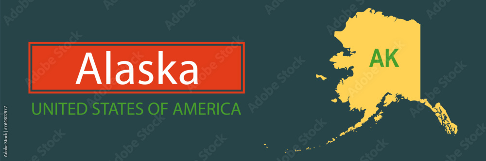 Banner, highlighting the boundaries of the state of Alaska on the map ...