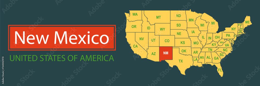 Banner, highlighting the boundaries of the state of New Mexico on the ...