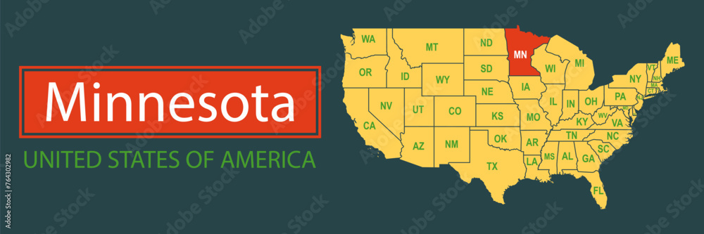 Banner, highlighting the boundaries of the state of Minnesota on the ...