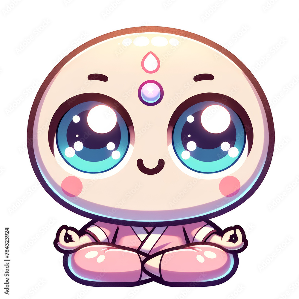 3d Kawaii icon of meditator in lotus pose, isolated on transparent ...