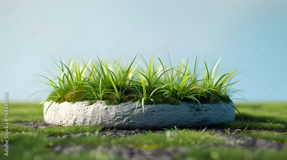 Grass 3D ground land green field earth garden soil isolated background ...