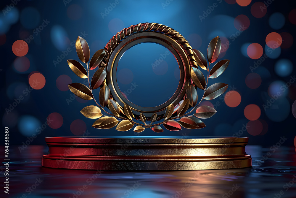 Celebrating success, podium award sign, symbolizing achievement ...