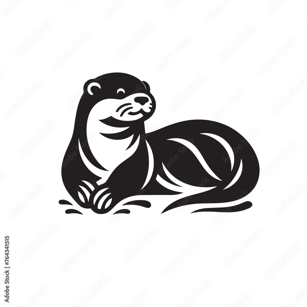 Otter River Acrobat silhouette, Playful Otter silhouette, River Otter ...