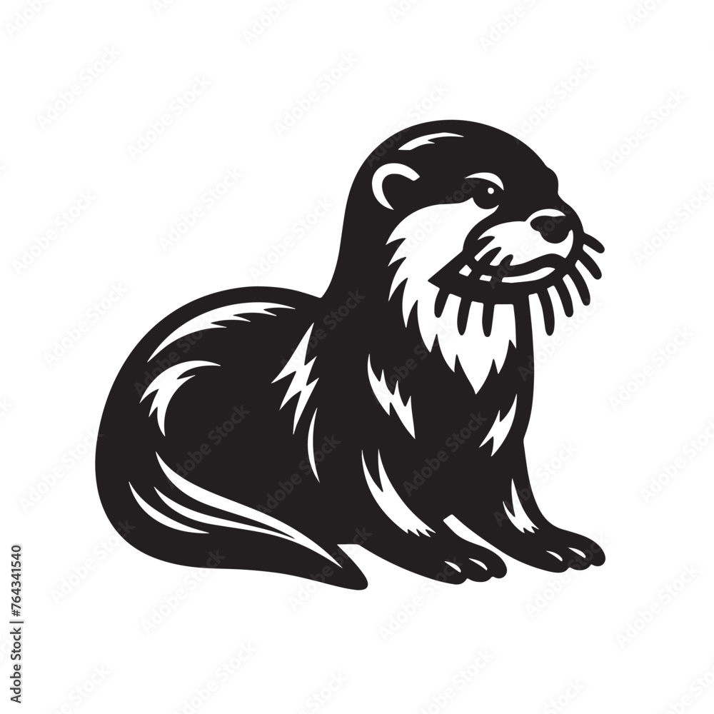 Otter River Acrobat silhouette, Playful Otter silhouette, River Otter ...