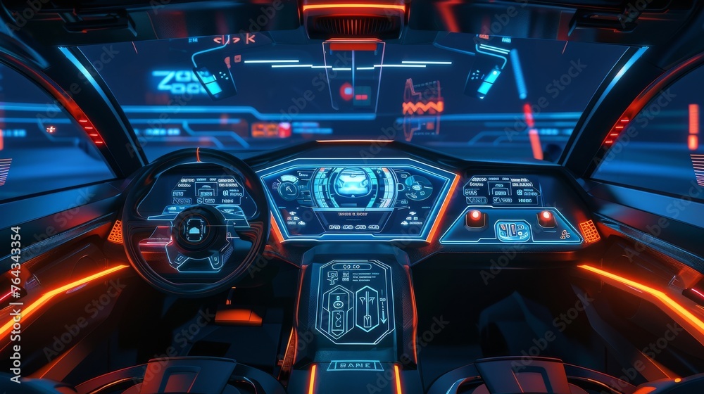 The cockpit of a futuristic autonomous car, highlighting the potential ...