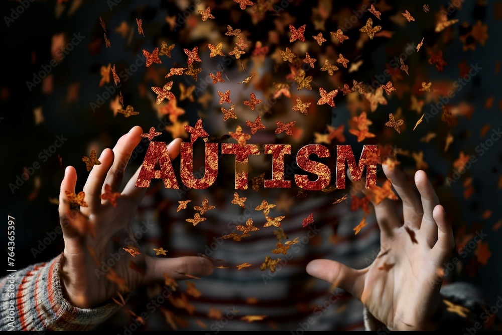 hands of a person in the dark with flying shapes evoking butterflies ...