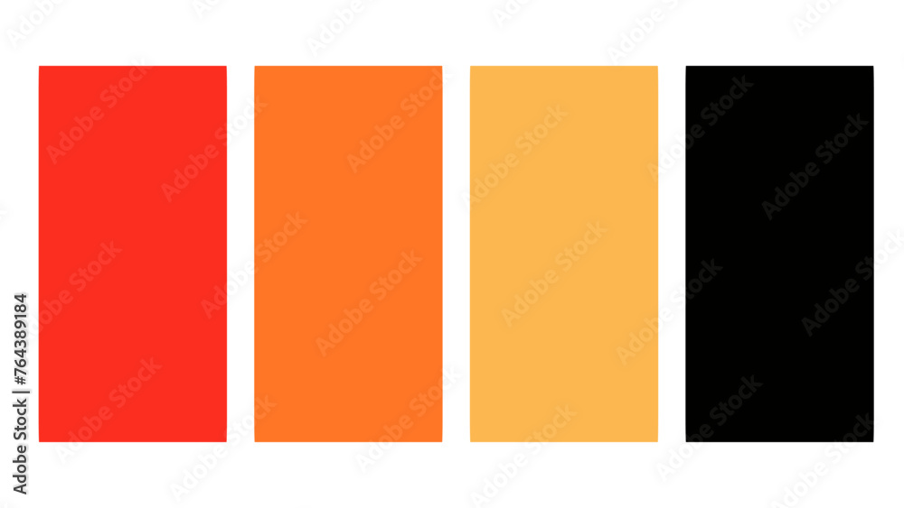 Orange and black color palette. Set of bright color palette combination ...