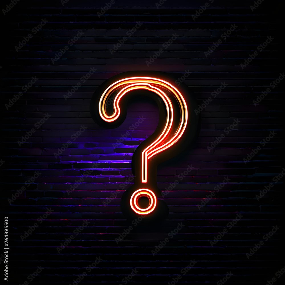 Neon Question Mark Icon: Illuminated Symbol for Inquiries(Generative AI ...