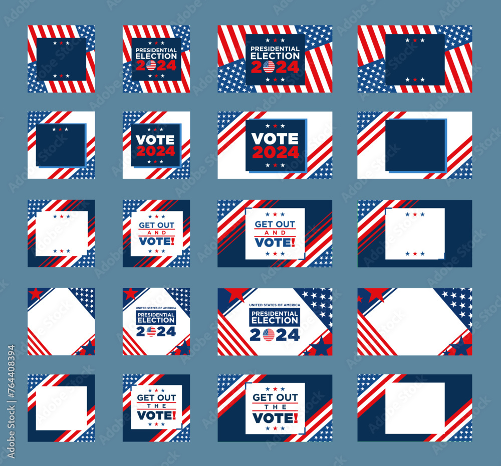American election voting vector social media banner poster. Political ...