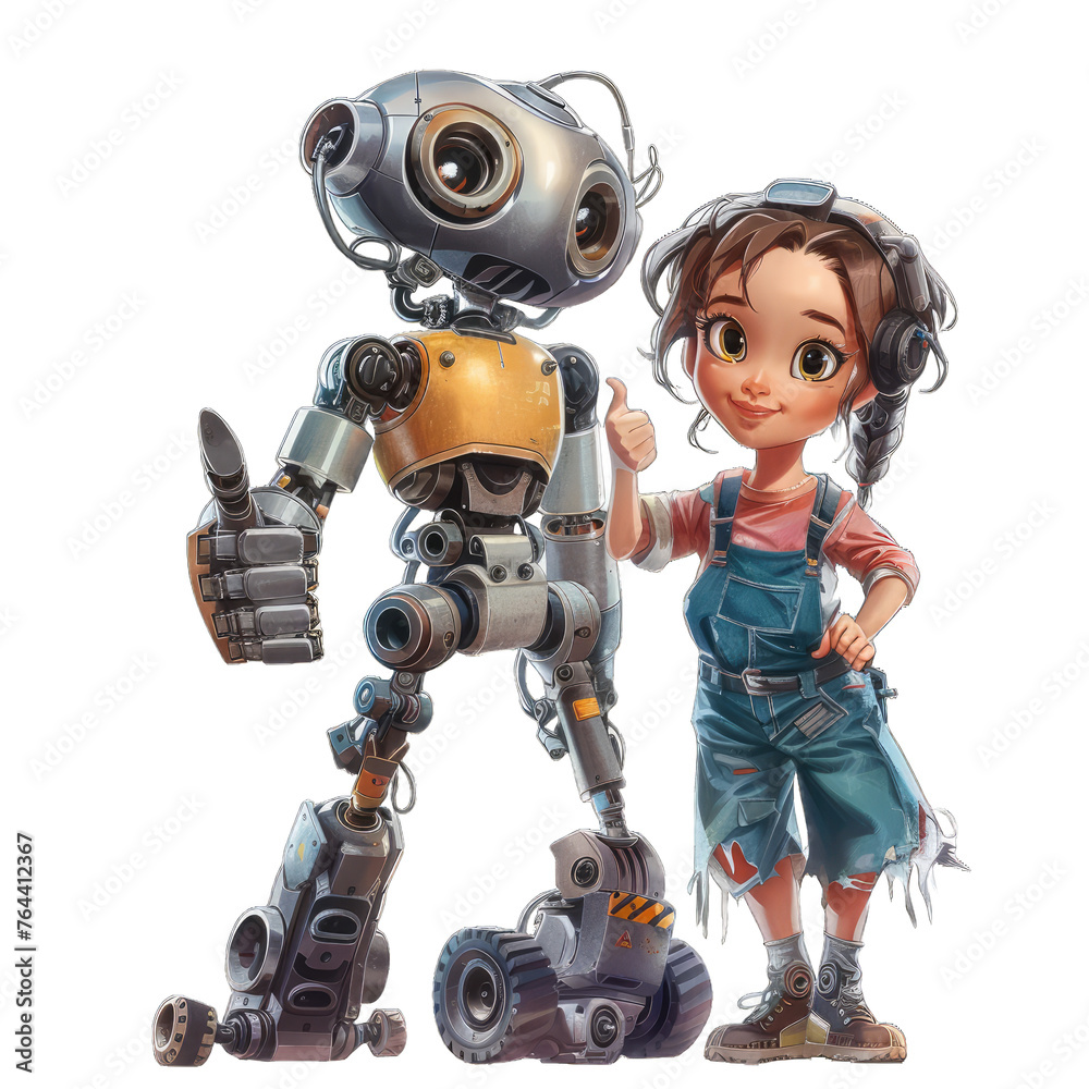 little robot transparent background png isolated on white background ...