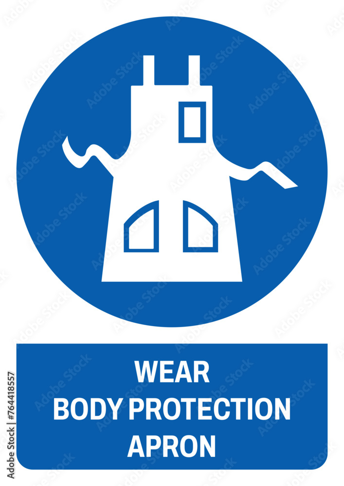 ISO mandatory safety signs wear body protection apron size a4/a3/a2/a1 ...