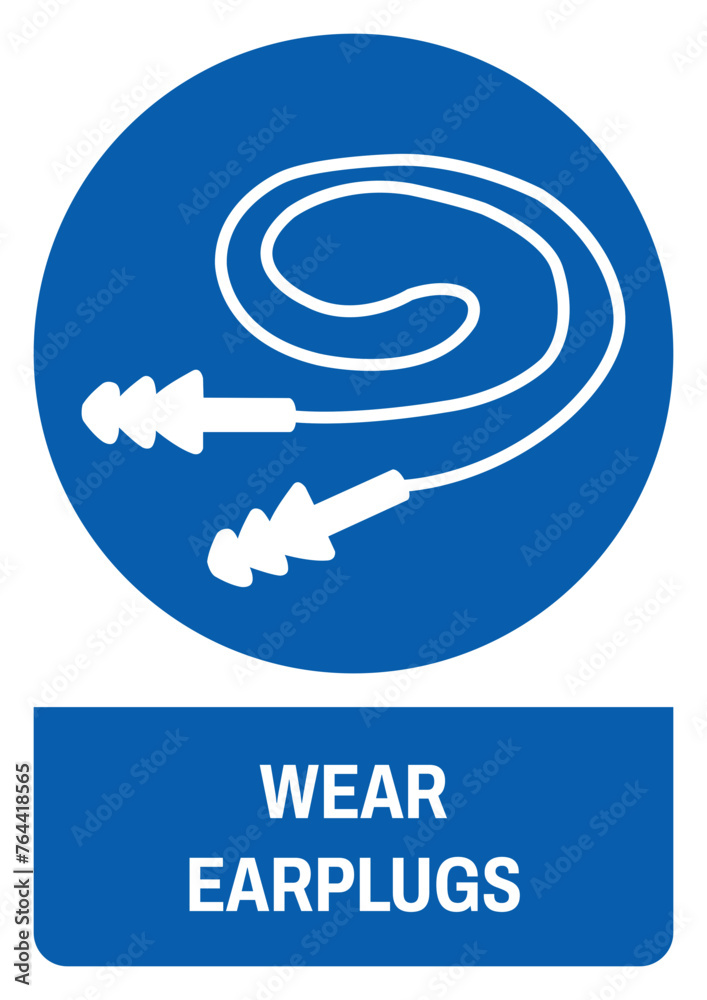 ISO mandatory safety signs wear ear plug size a4/a3/a2/a1 Stock ...