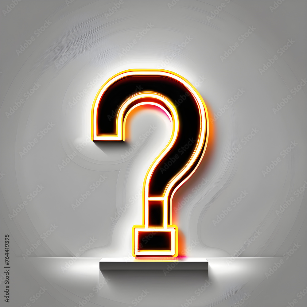 Neon Question Mark Icon: Illuminated Symbol for Inquiries(Generative AI ...