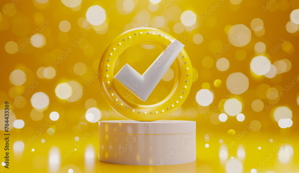 Icon of success and approval, a green tick mark symbolizing correct ...