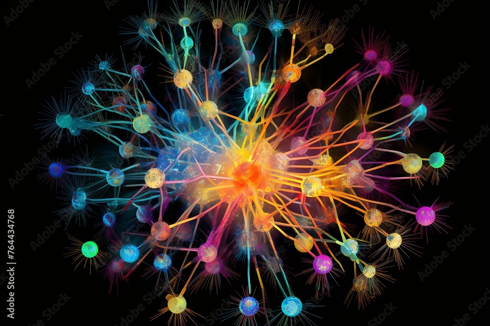 Design a captivating connectome representation: a vibrant, glowing orb ...