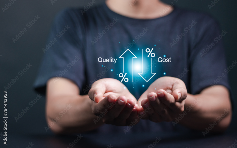 Cost and quality control concept. Quality control and company cost ...