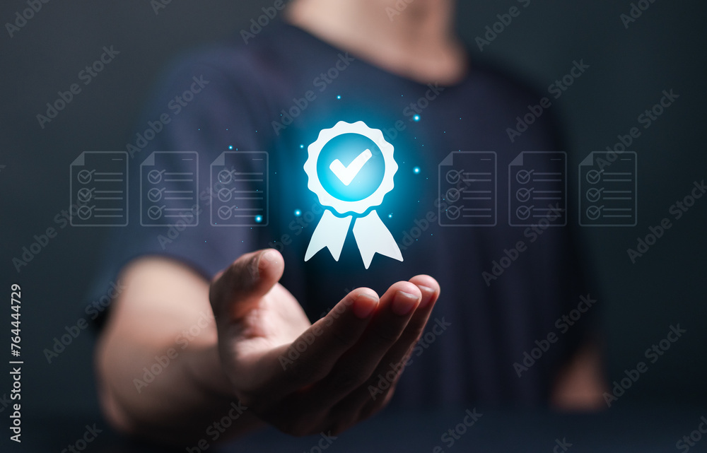 Quality assurance concept. Quality assurance mark for ISO certification ...