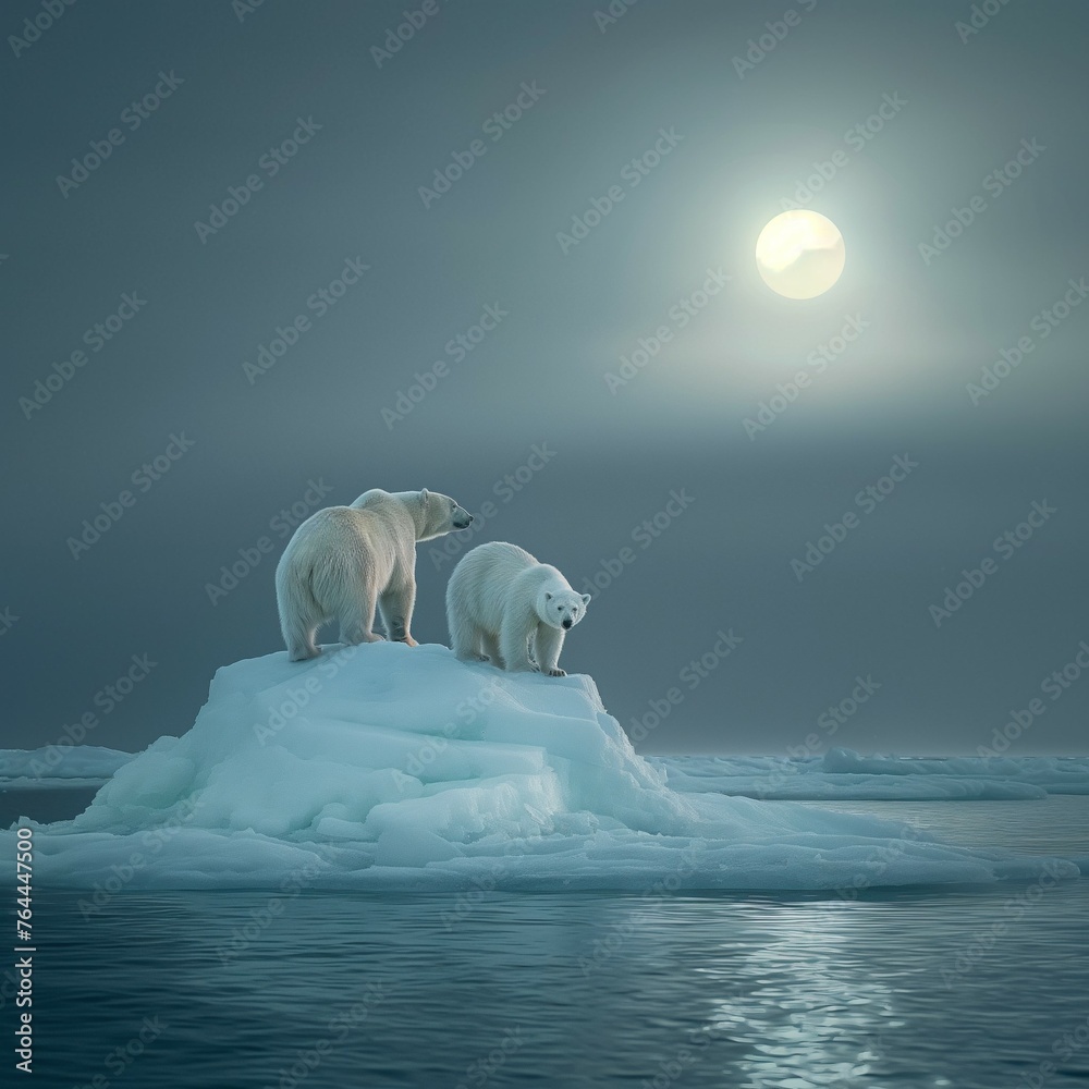 Global Warming Reality: Polar Bear on Melting Ice Floe - Climate Change ...