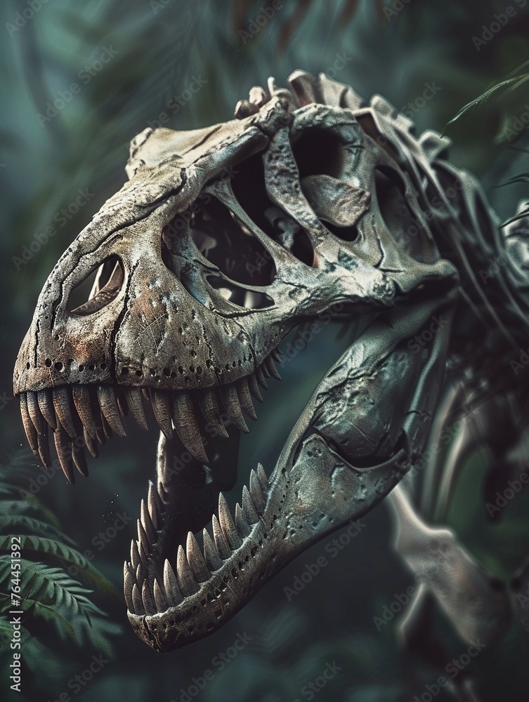 Showcase the realistic texture and shading of a Tyrannosaurus Rex skull ...