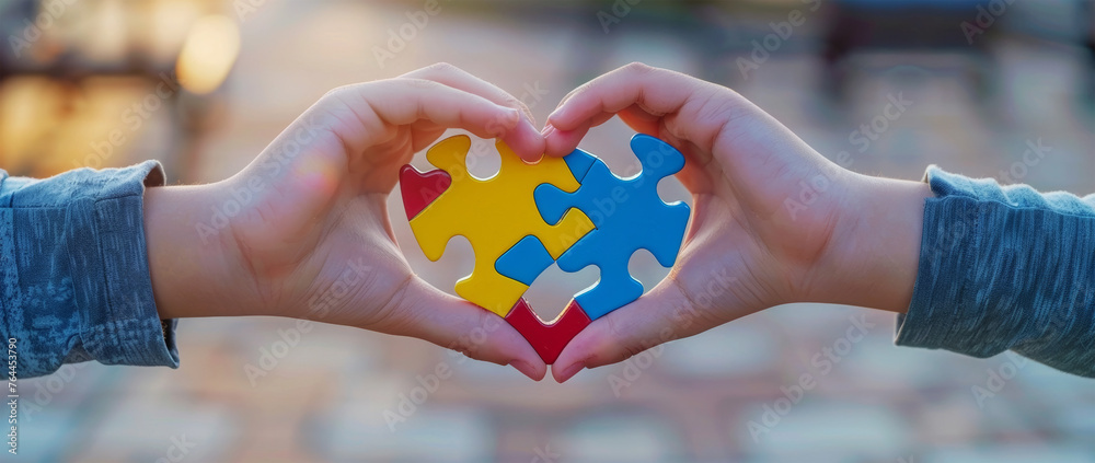 Child's Hands Heart Shape: World Autism Awareness Day Stock Photo ...
