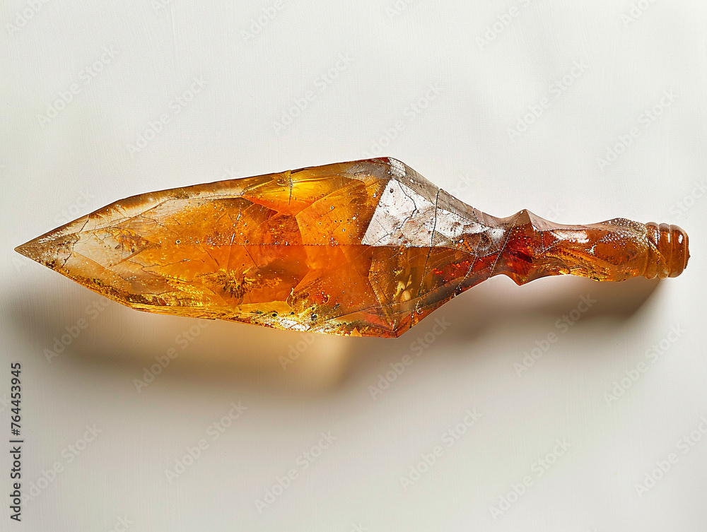 An ancient spear its long shaft and pointed tip transitioning into a ...