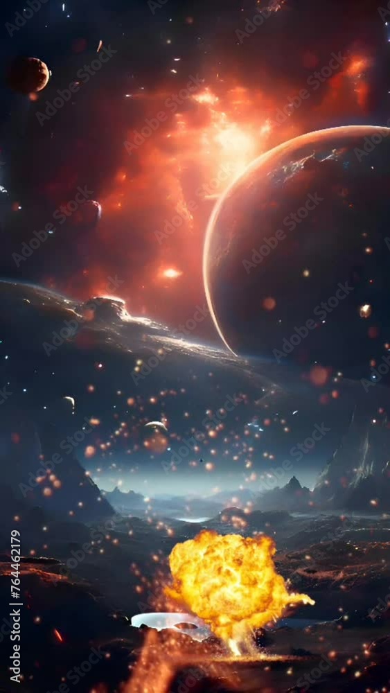 Vidéo Stock Apocalyptic cosmic devastation: Destruction of alien worlds ...