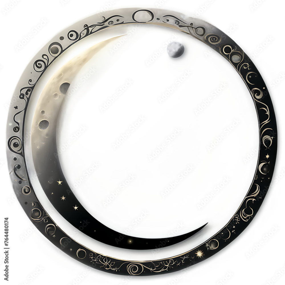 Celestial moon phase frame border with lunar cycles and celestial ...