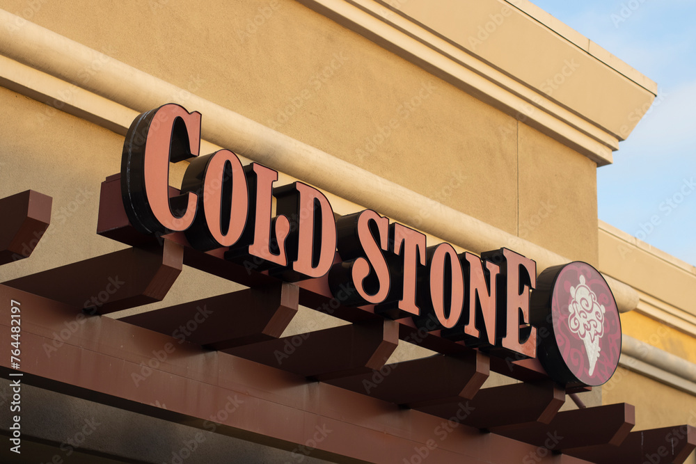 Irvine, CA, USA - May 7, 2022: Cold Stone sign is seen at one of its ...