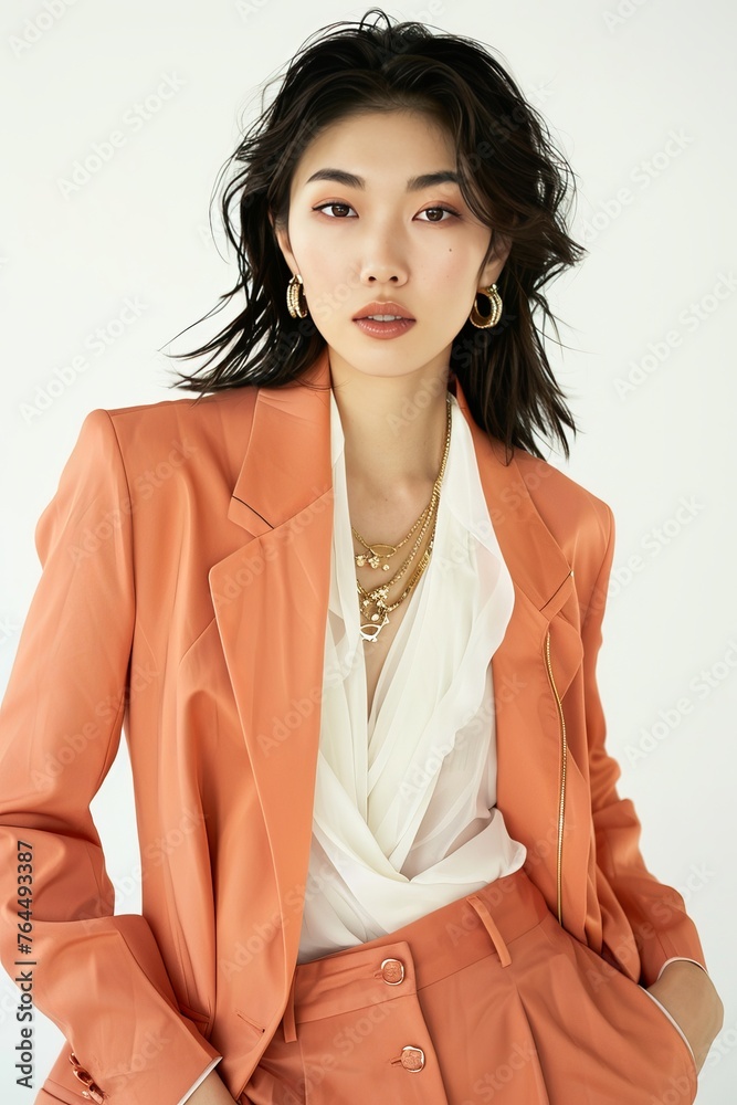 Portrait of a pretty young woman super model of Japanese ethnicity ...