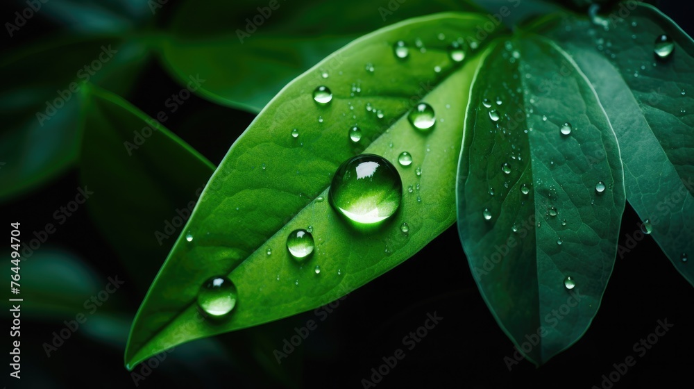 CO2 reducing icon on green leaf with water droplet for decrease CO2 , carbon footprint and ...