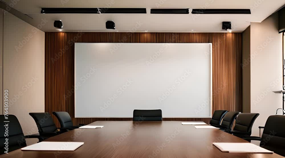 minimalist work meeting room setup with white board presentation Stock ...
