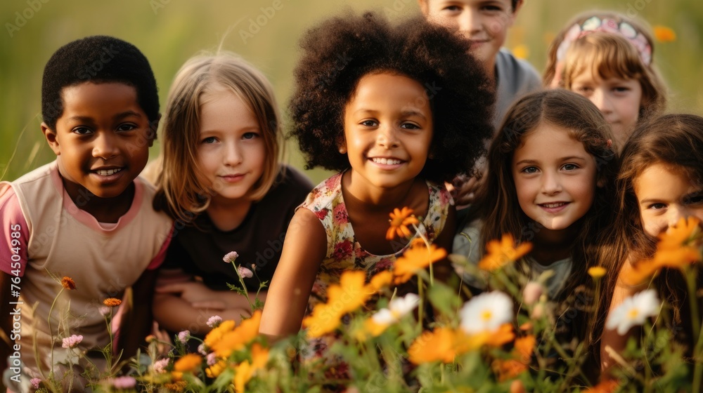 Children from different cultures, races, and ethnicities enjoy together ...
